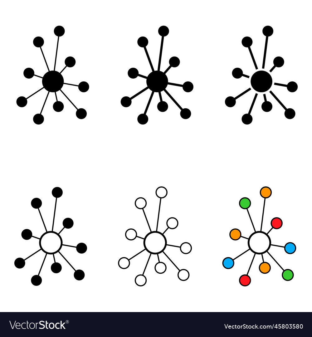 Set Of Hub Flat Network Icon Connect Structure Vector Image