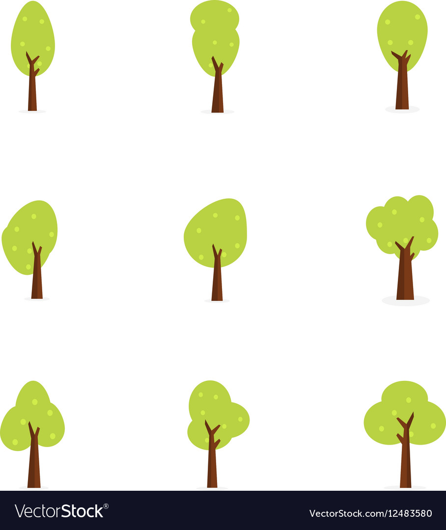 Set of tree flat design Royalty Free Vector Image