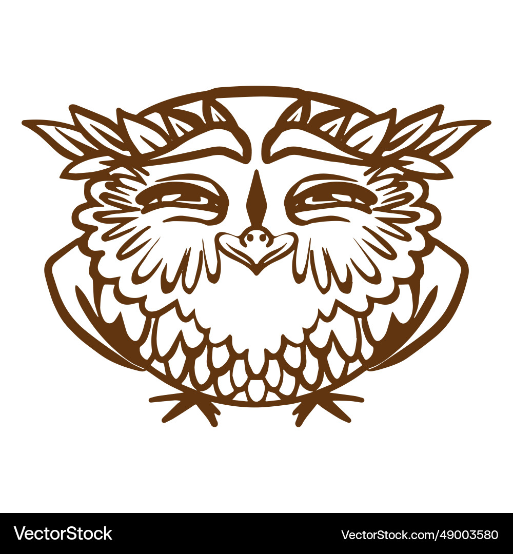 Smiling owl stroke Royalty Free Vector Image - VectorStock