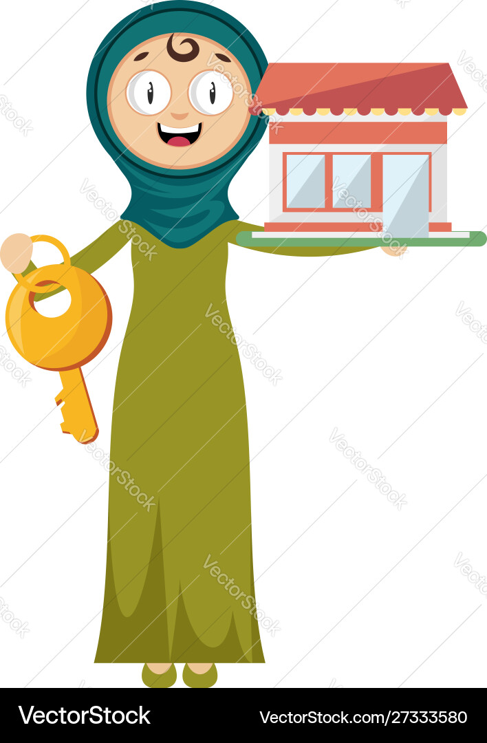 Woman with key on white background Royalty Free Vector Image