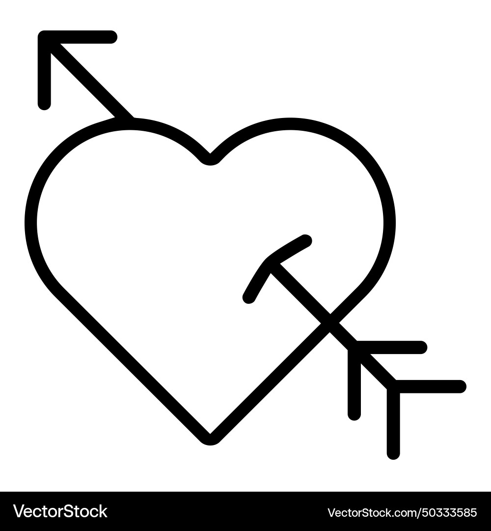 Arrow in heart flat icon isolated on white Vector Image