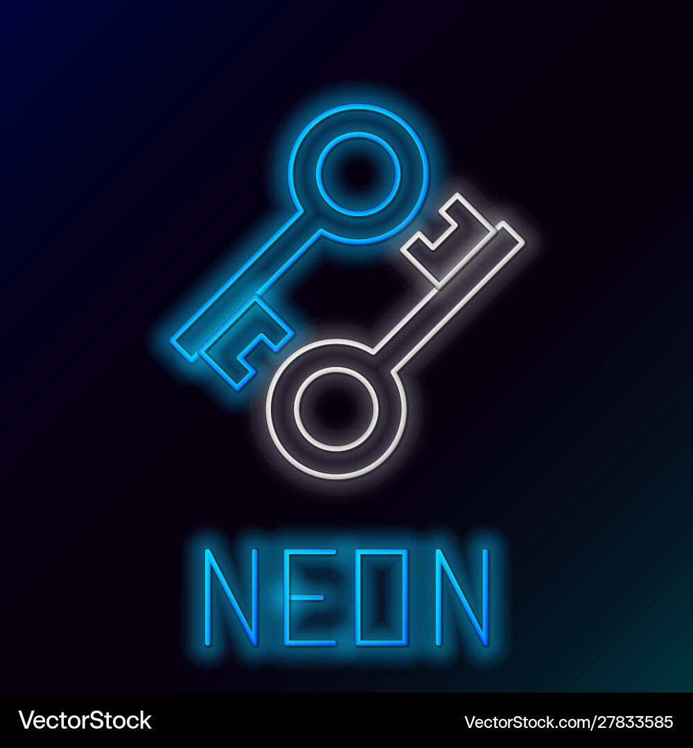 Blue glowing neon line cryptocurrency key icon Vector Image