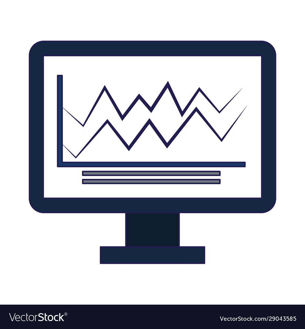Computer with graphic chart icon colorful design Vector Image