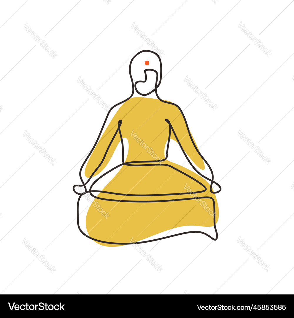 Continuous one line drawing of meditation man Vector Image