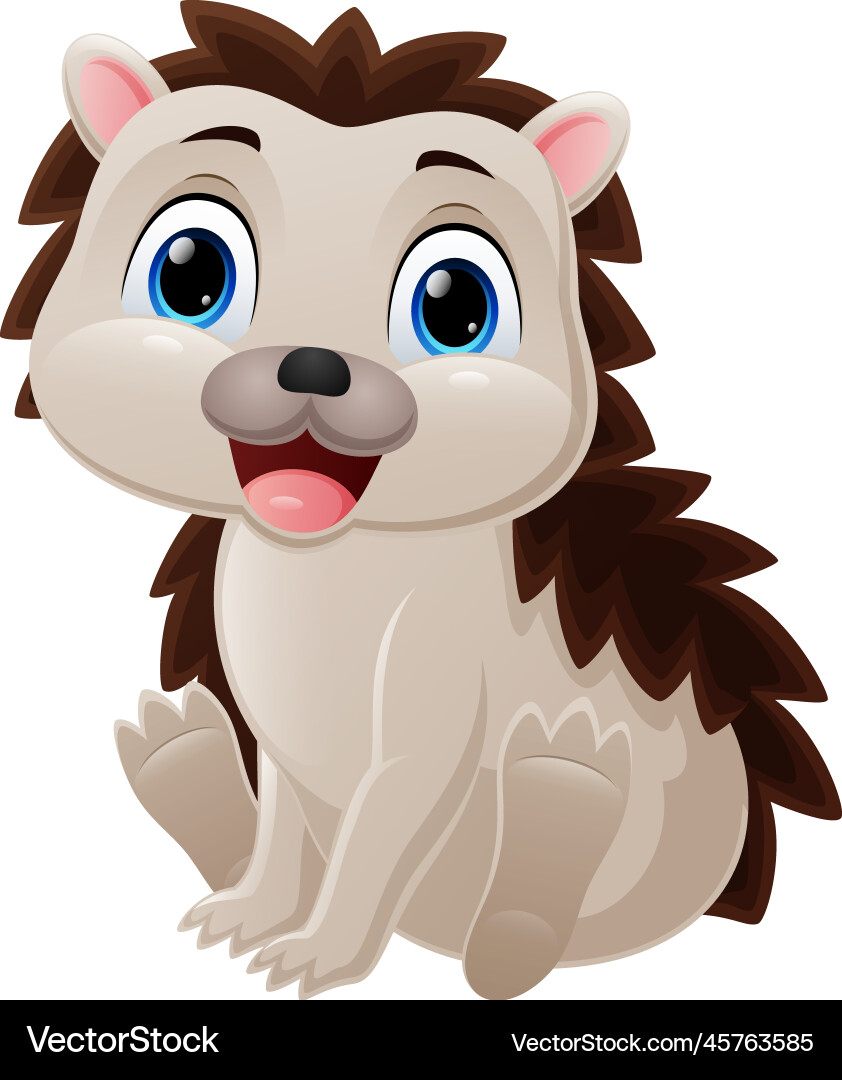 Cute baby hedgehog cartoon sitting Royalty Free Vector Image