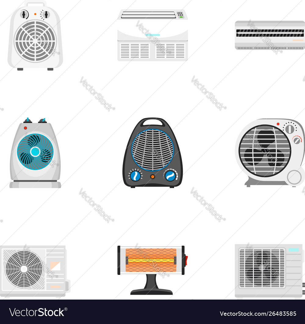 Fan icon set flat style Royalty Free Vector Image
