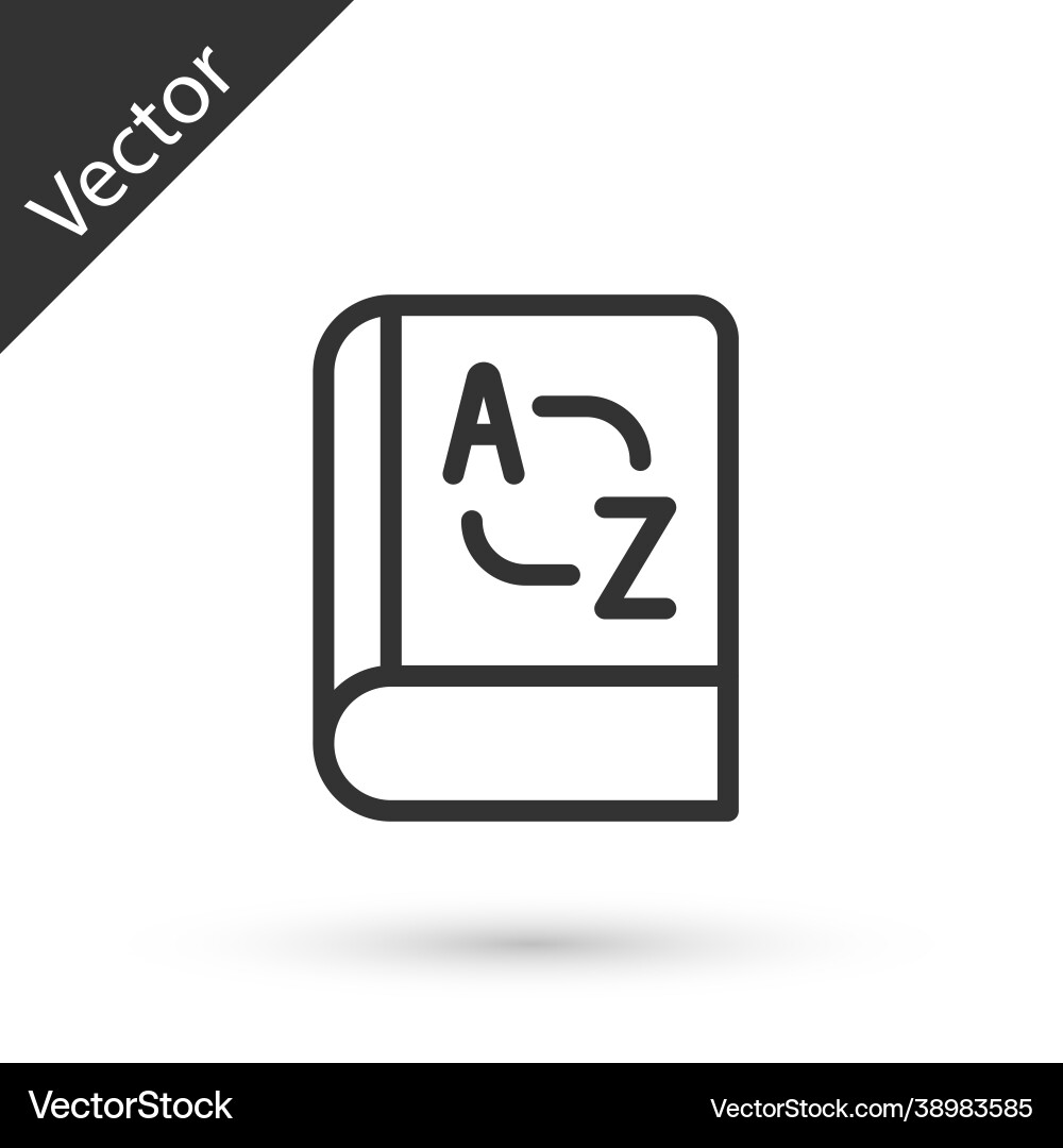 Grey line translator book icon isolated on white Vector Image