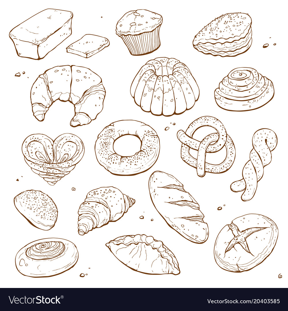 Hand drawn bread Royalty Free Vector Image - VectorStock