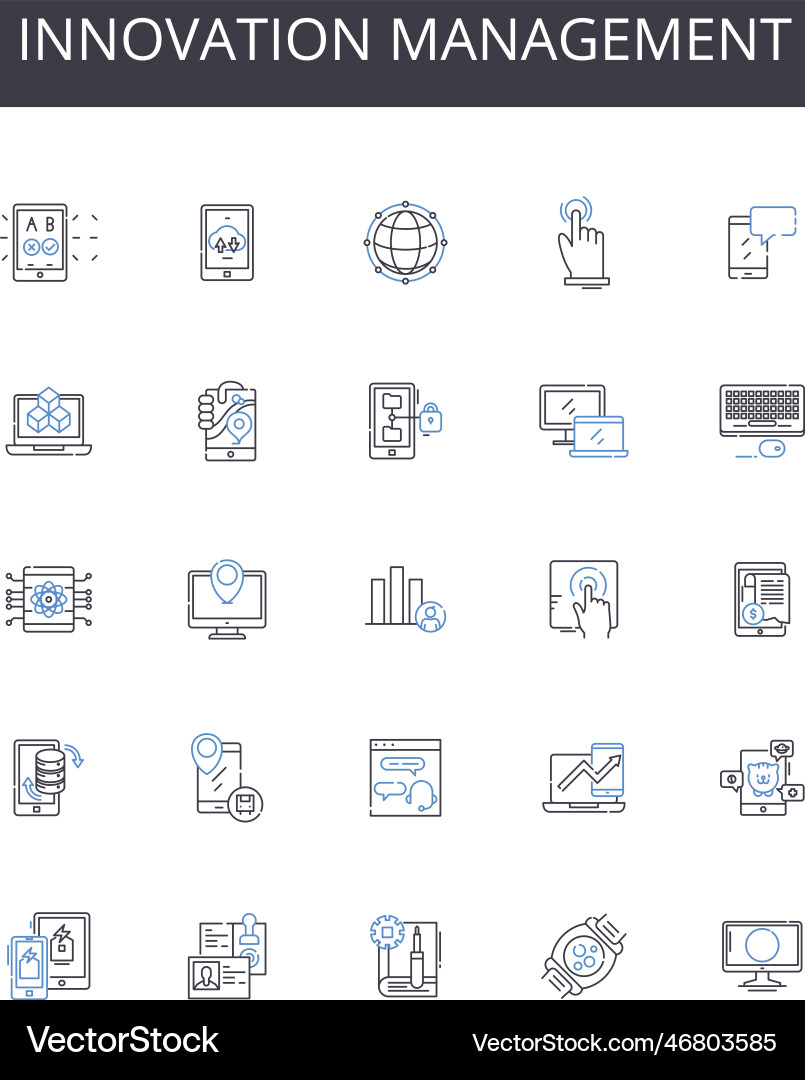 Innovation management line icons collection Vector Image