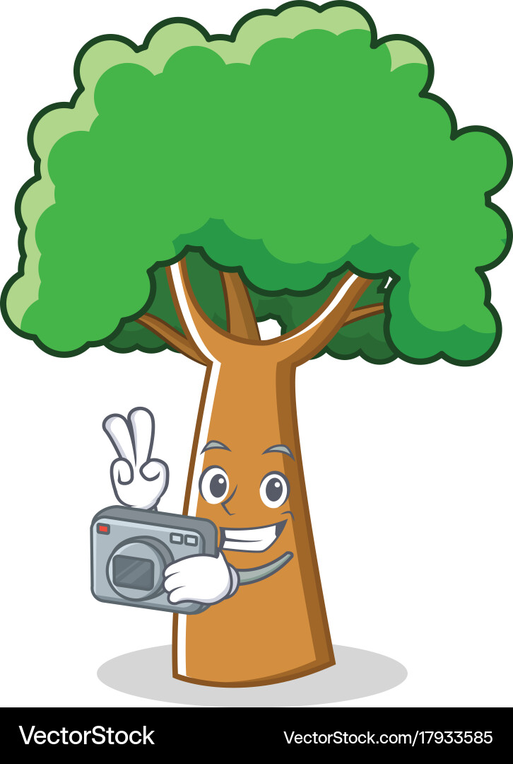Photography tree character cartoon style Vector Image