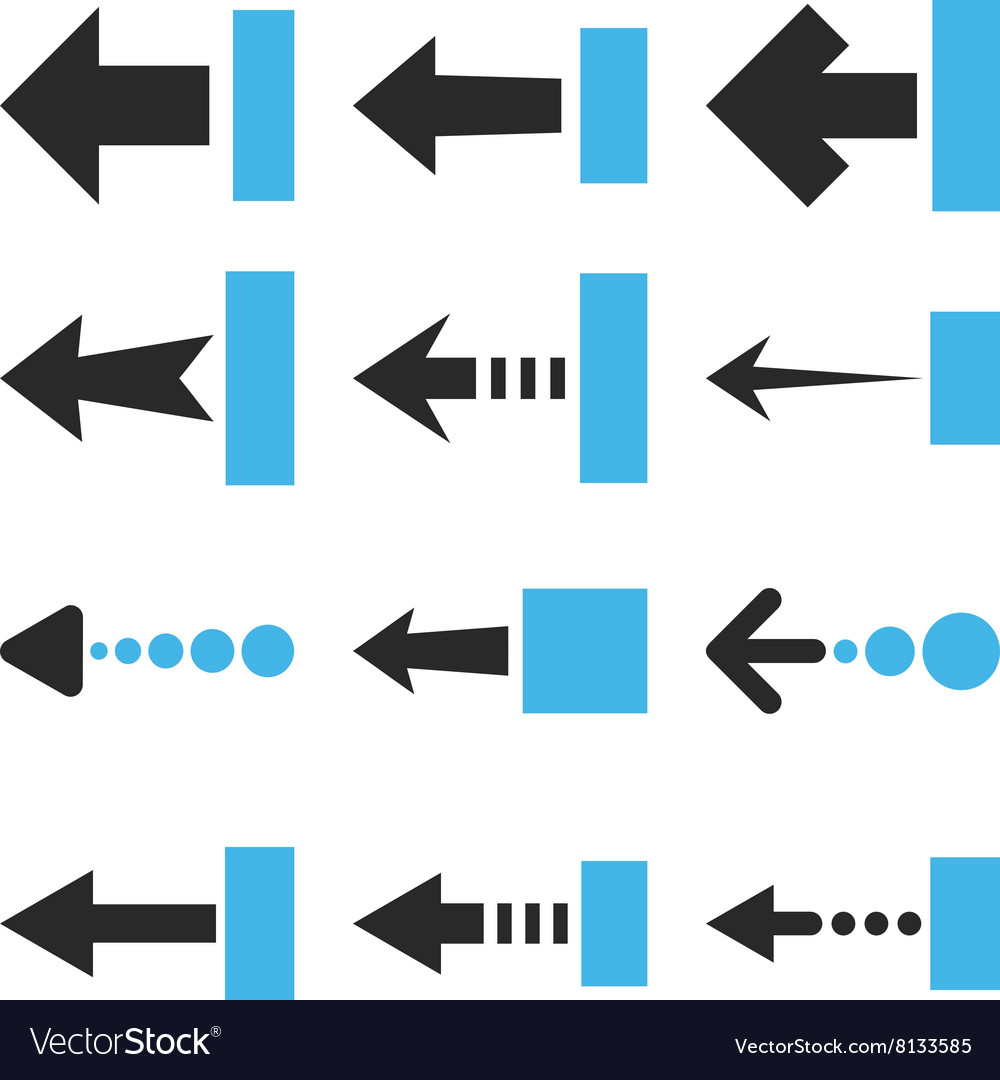 Pull left flat icon set Royalty Free Vector Image