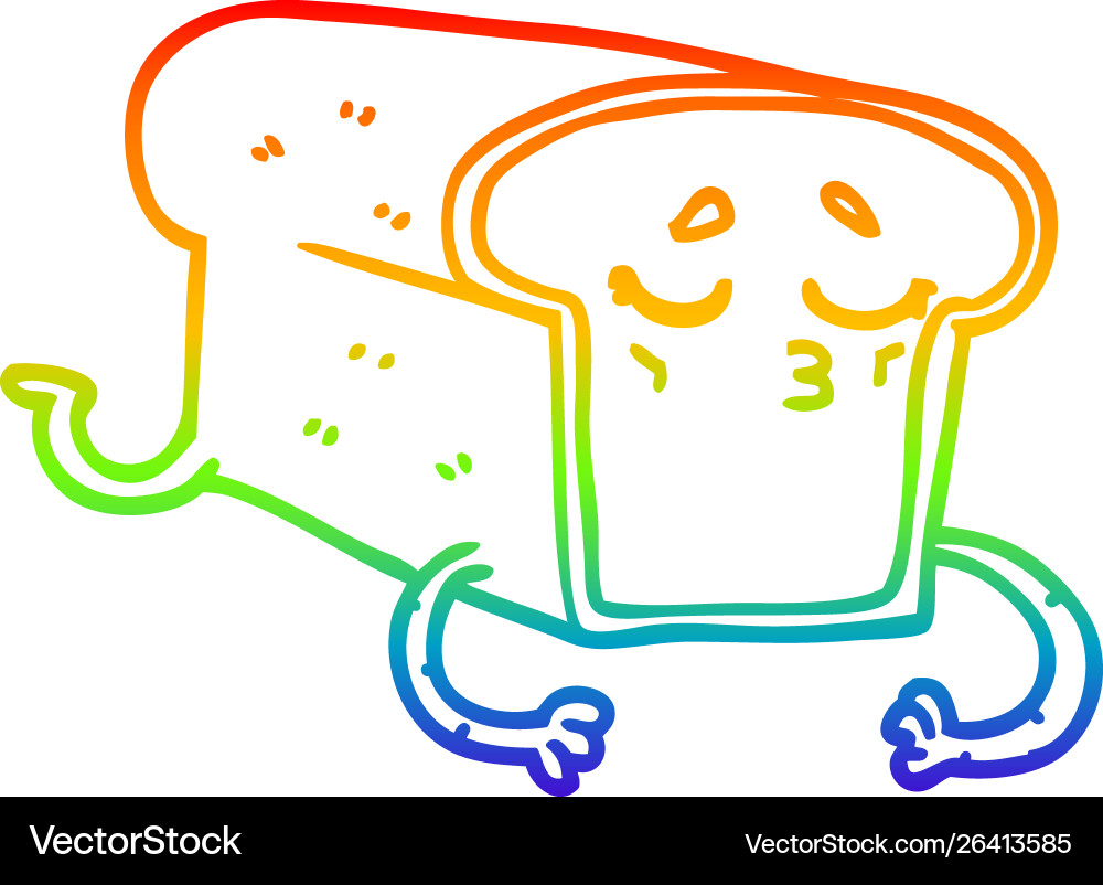 Rainbow gradient line drawing cartoon loaf Vector Image