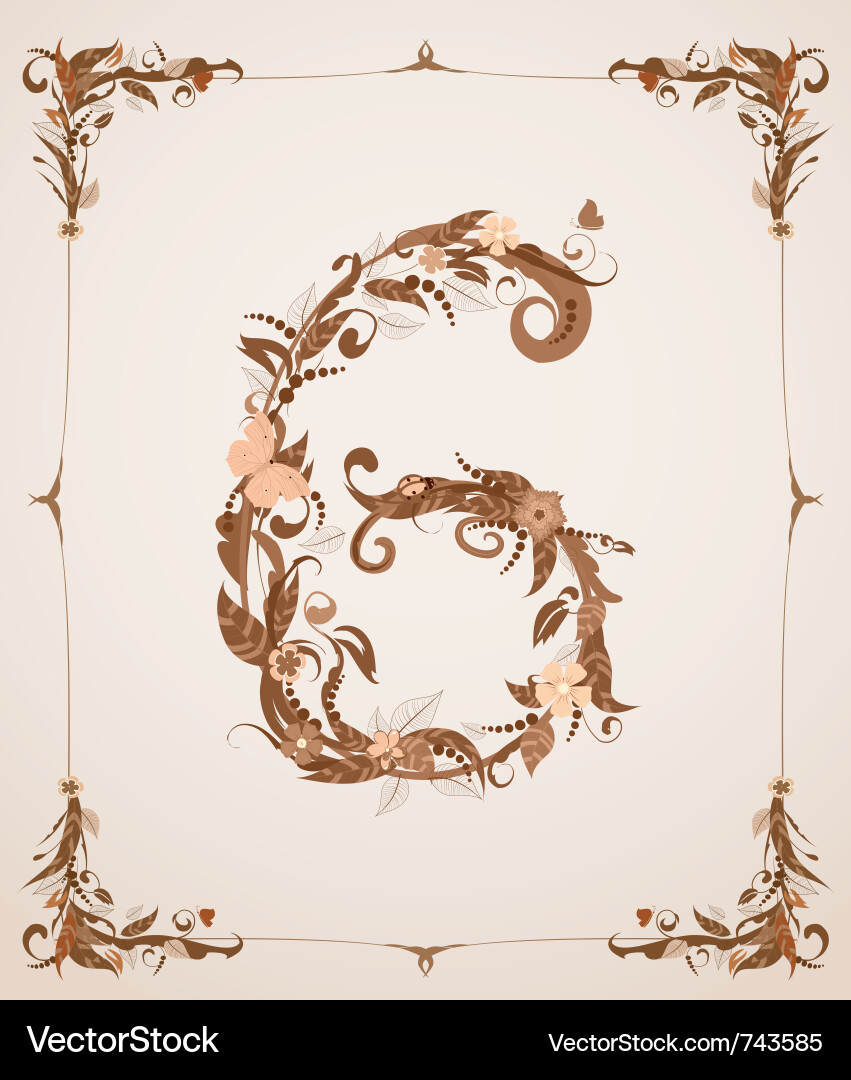 Retro vintage letter number in a frame Royalty Free Vector