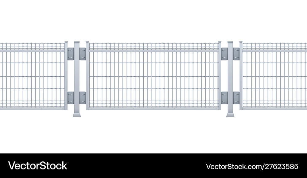 Seamless metal fence realistic galvanized Vector Image