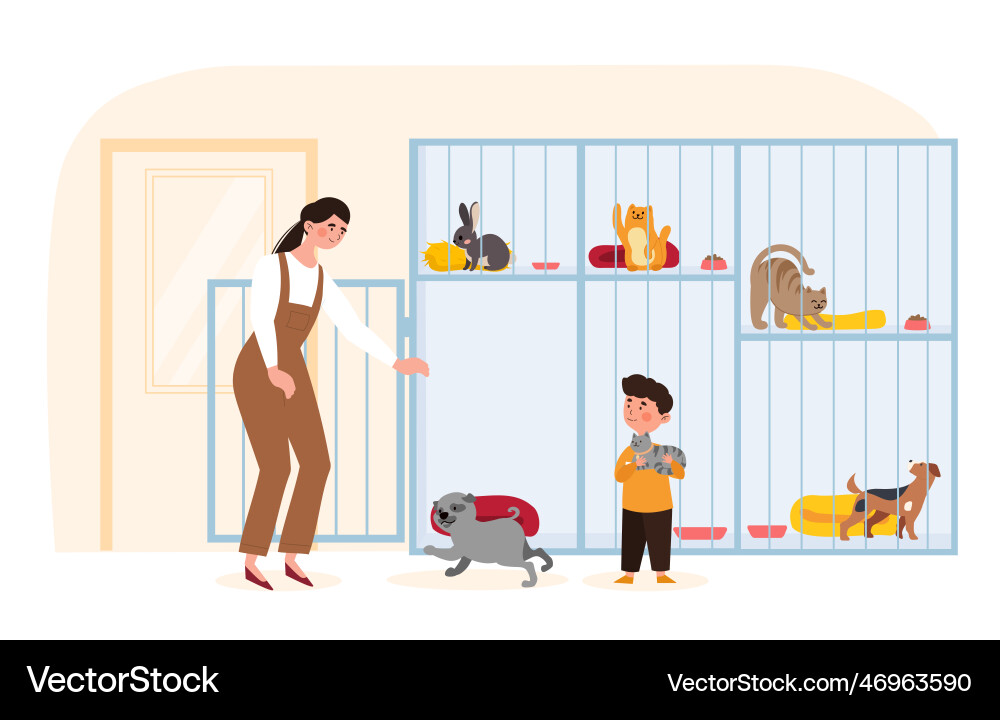 Adopting pet from animal pound Royalty Free Vector Image