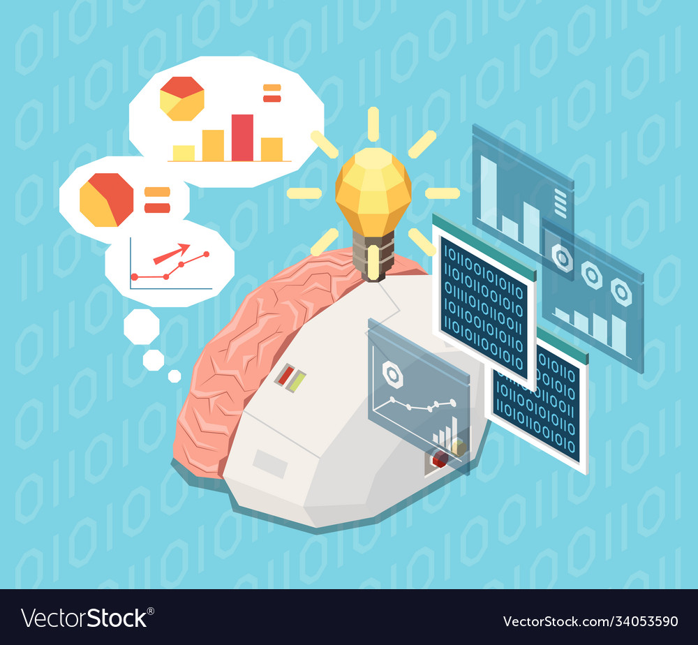 Artificial intelligence isometric composition Vector Image Artificial intelligence isometric composition Vector Image