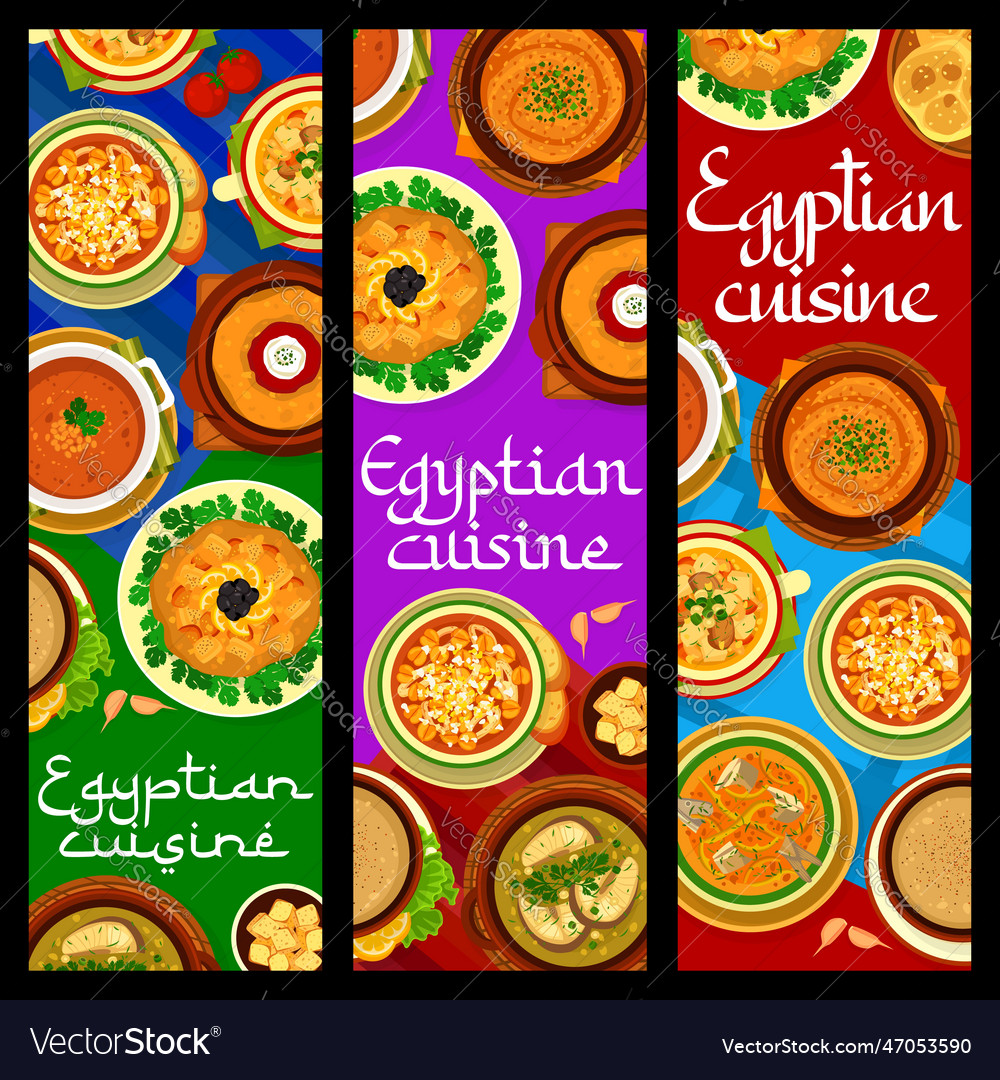 Egyptian cuisine restaurant meals vertical banners