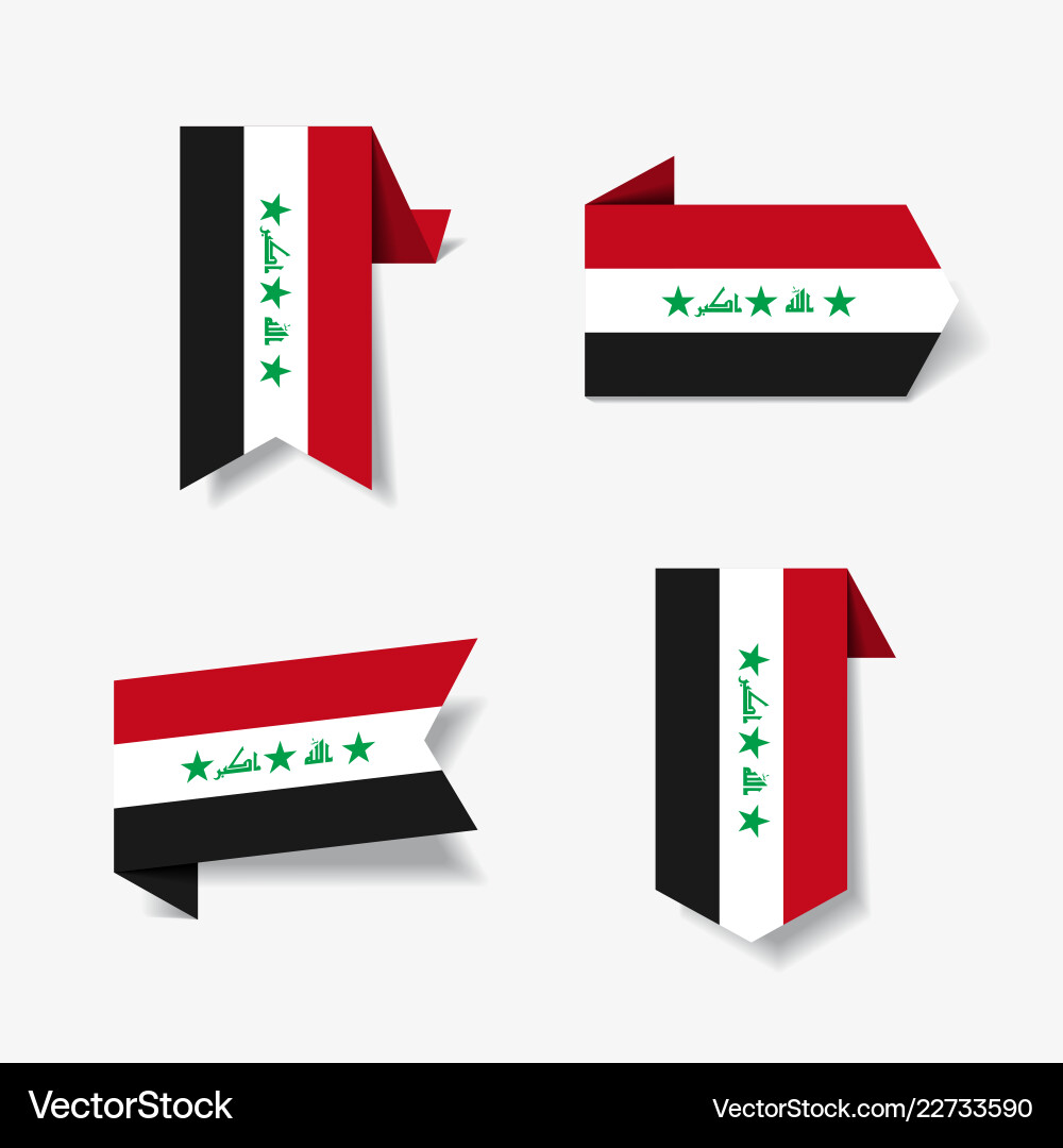 Iraqi flag stickers and labels Royalty Free Vector Image