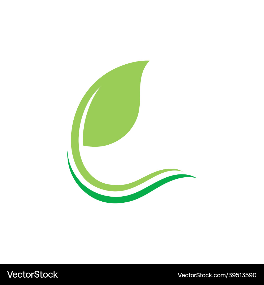 Leaf green plant logo fresh Royalty Free Vector Image