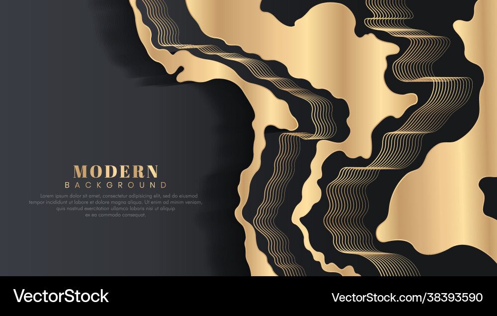 Modern luxury golden line wave abstract on dark Vector Image