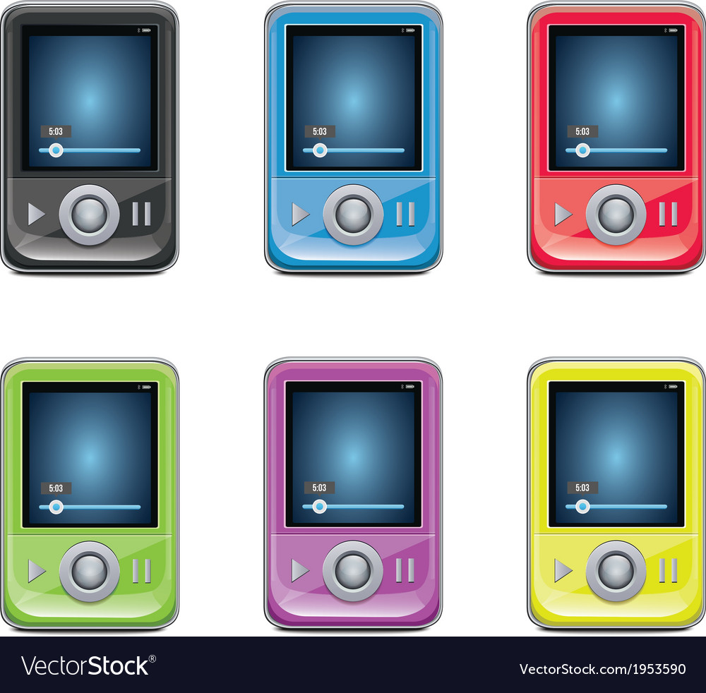Mp3 player set Royalty Free Vector Image - VectorStock