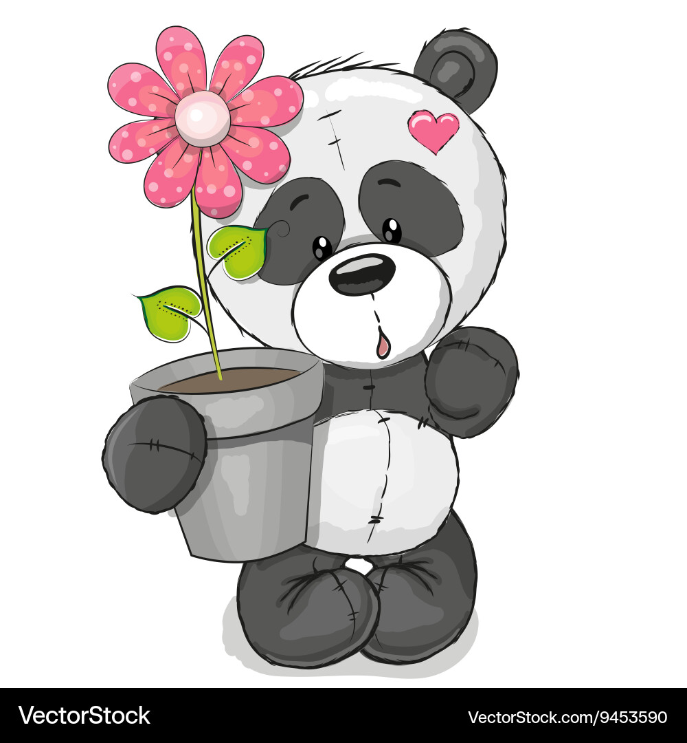 Panda with flower Royalty Free Vector Image - VectorStock