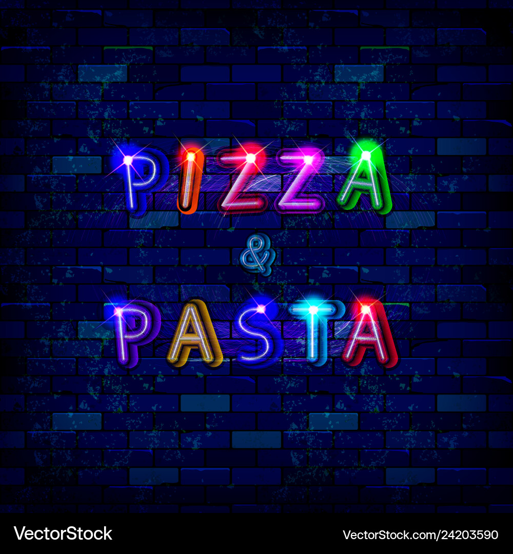 Pizza and pasta neon sign Royalty Free Vector Image