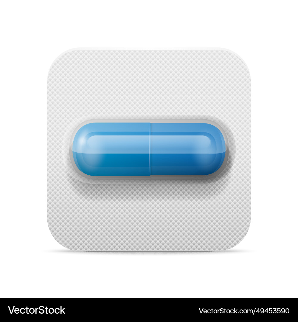 Realistic pharmaceutical medical blue pill Vector Image
