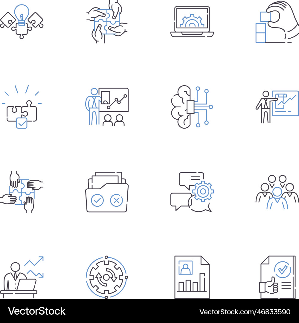 Resource management line icons collection Vector Image