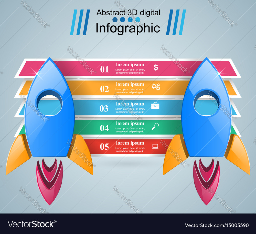 Rocket icon abstract infographic Royalty Free Vector Image