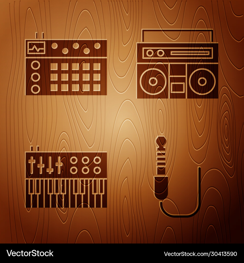 Set audio jack drum machine music synthesizer Vector Image