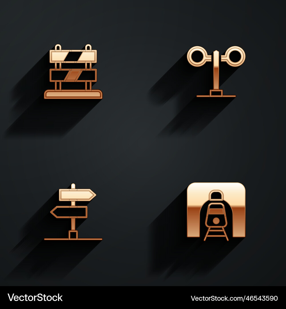 Set end of railway tracks train traffic light Vector Image