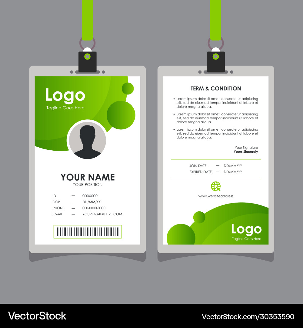 Simple clean fresh green id card design Royalty Free Vector