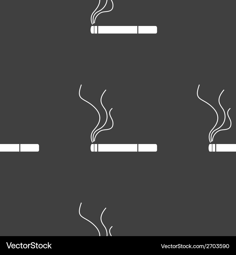 Smoking sign cigarette flat design seamless gray Vector Image