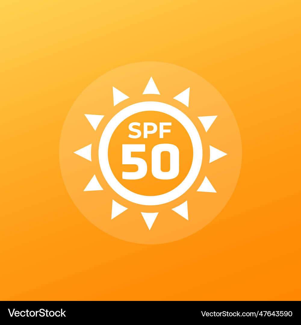 Spf 50 icon with a sun uv protection Royalty Free Vector