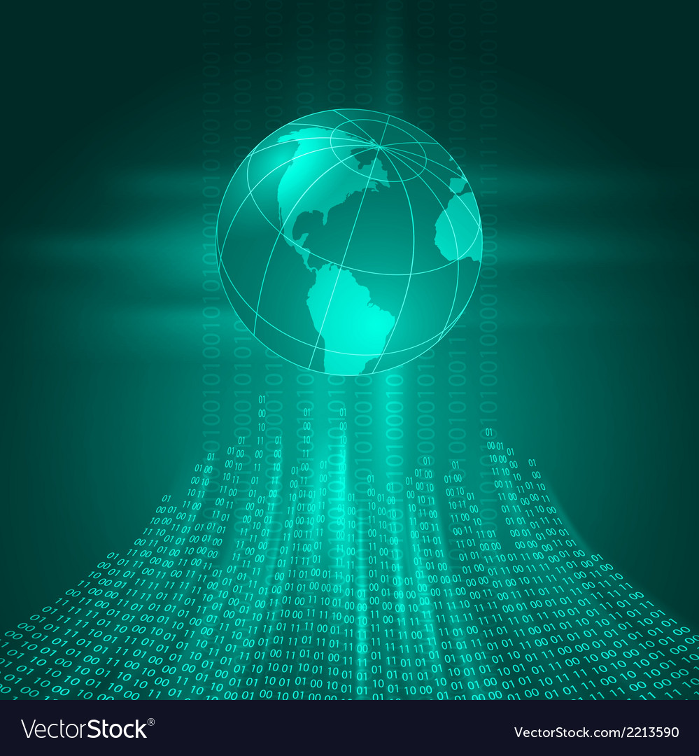 Stream of binary code to the earth Royalty Free Vector Image