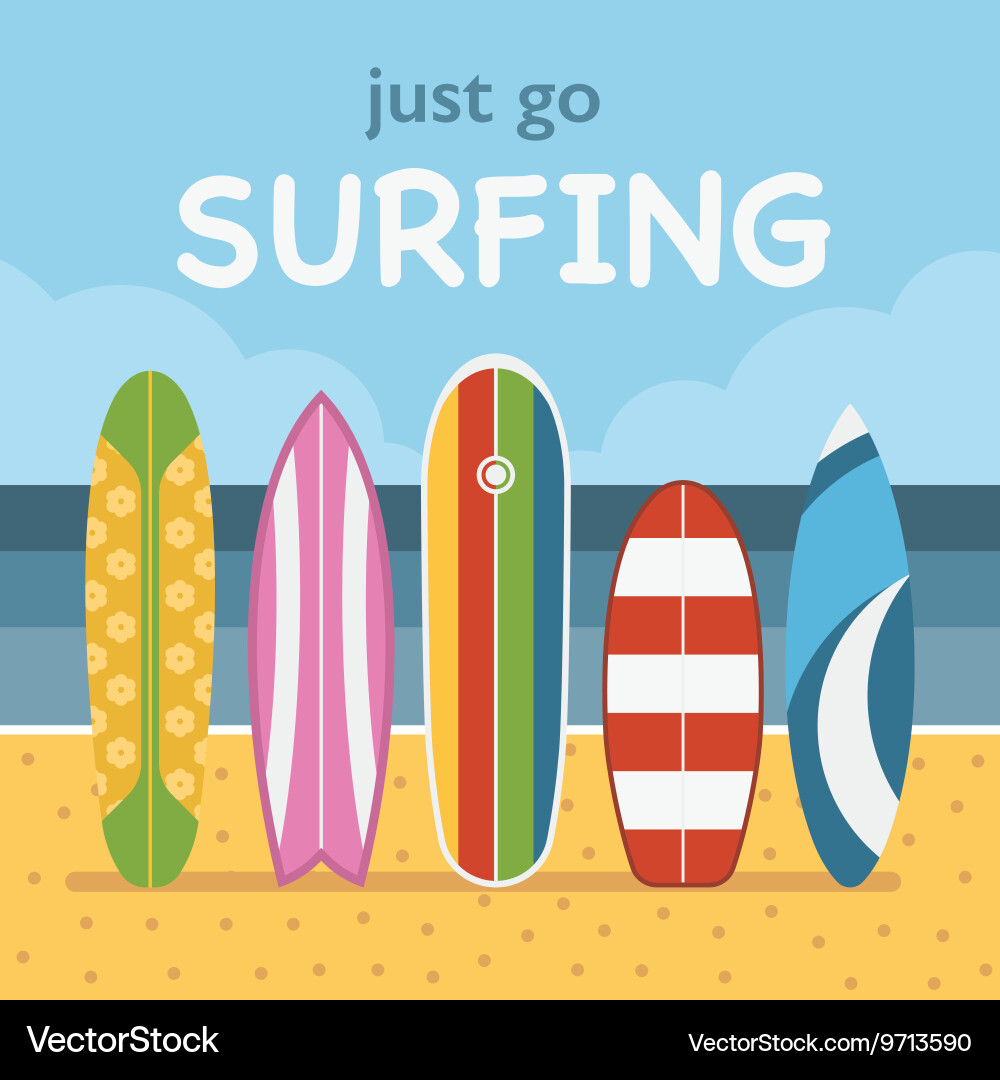 Surfing Travel Landscape Royalty Free Vector Image