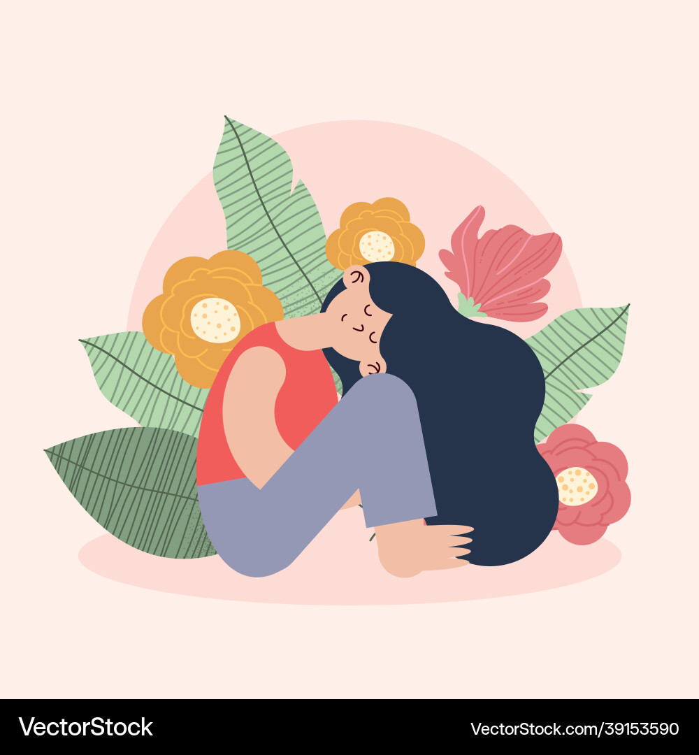 Young woman sitting Royalty Free Vector Image - VectorStock