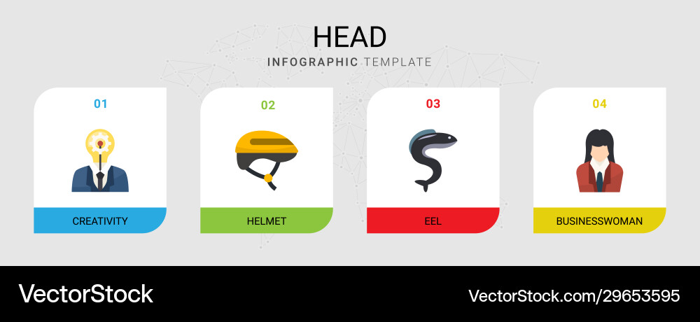 4 head flat icons set isolated on infographic Vector Image