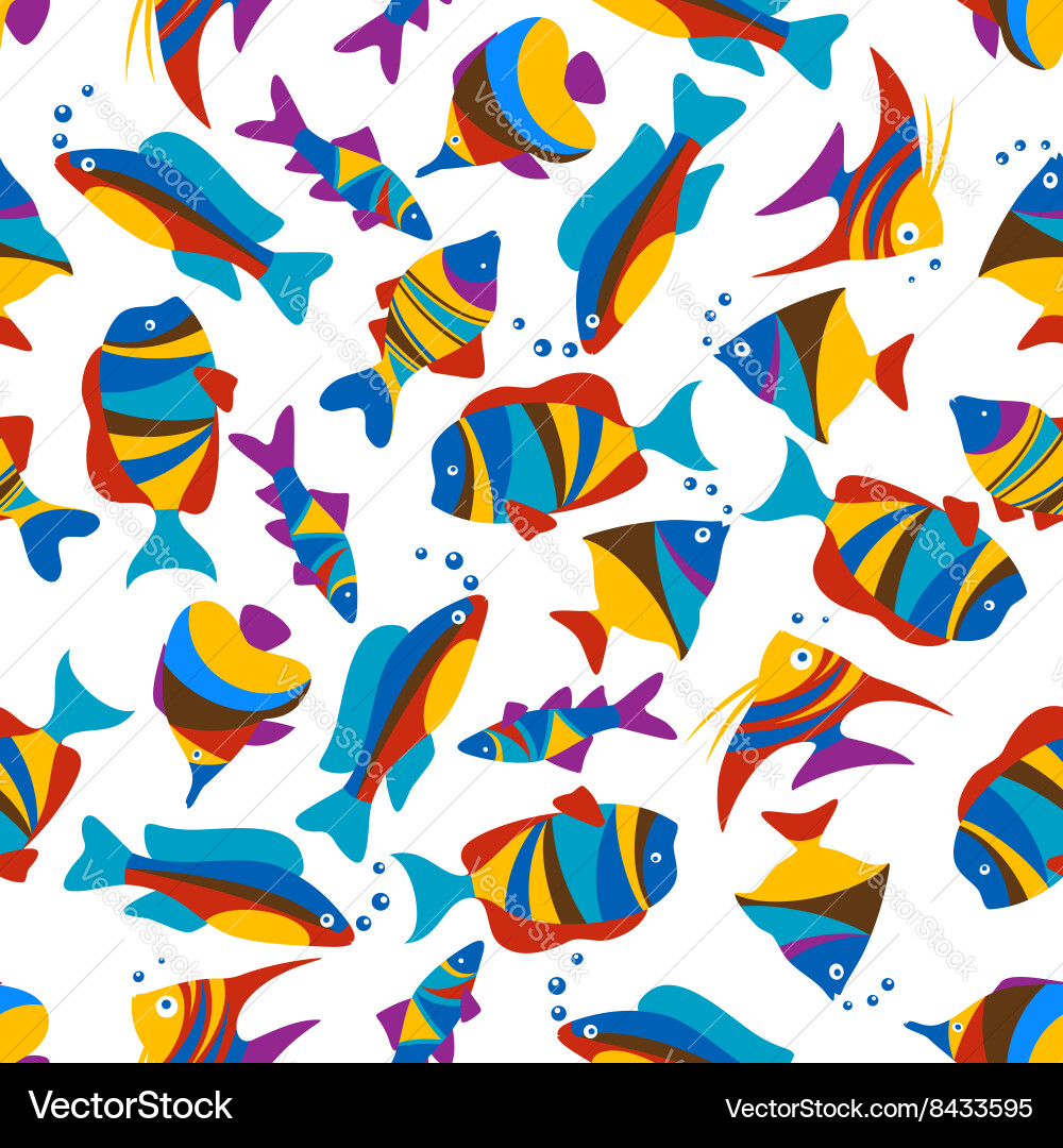 Bright colorful exotic fishes seamless pattern Vector Image