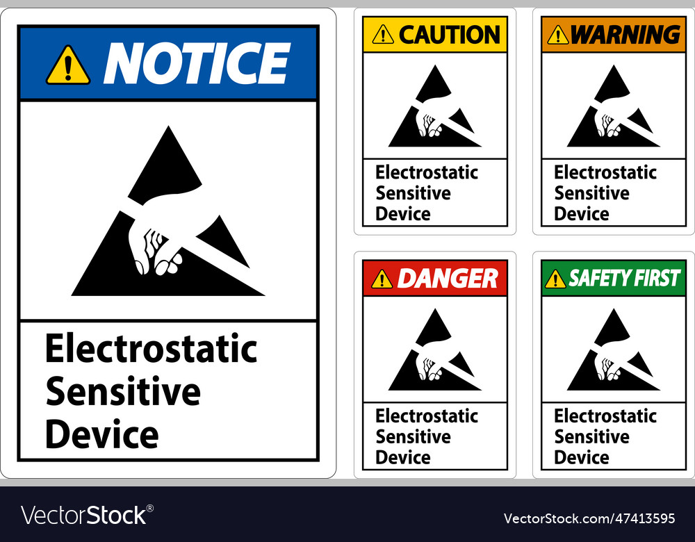 Caution electrostatic sensitive device sign Vector Image