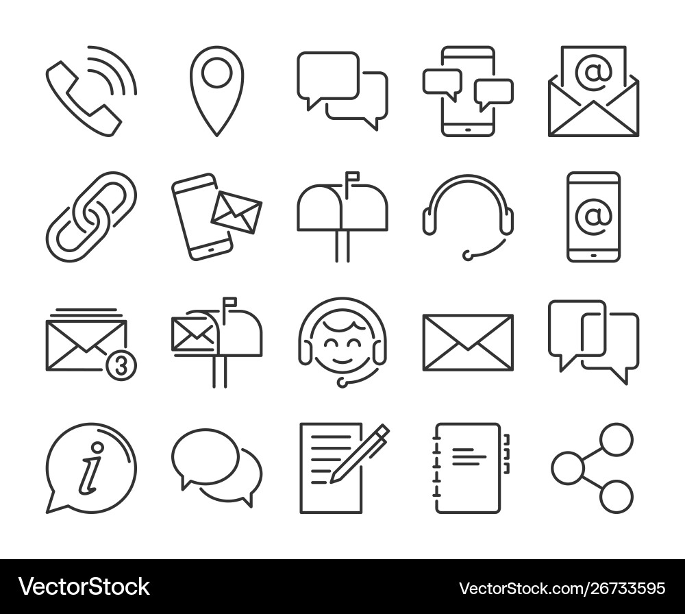 Contact us icon and communication line Royalty Free Vector