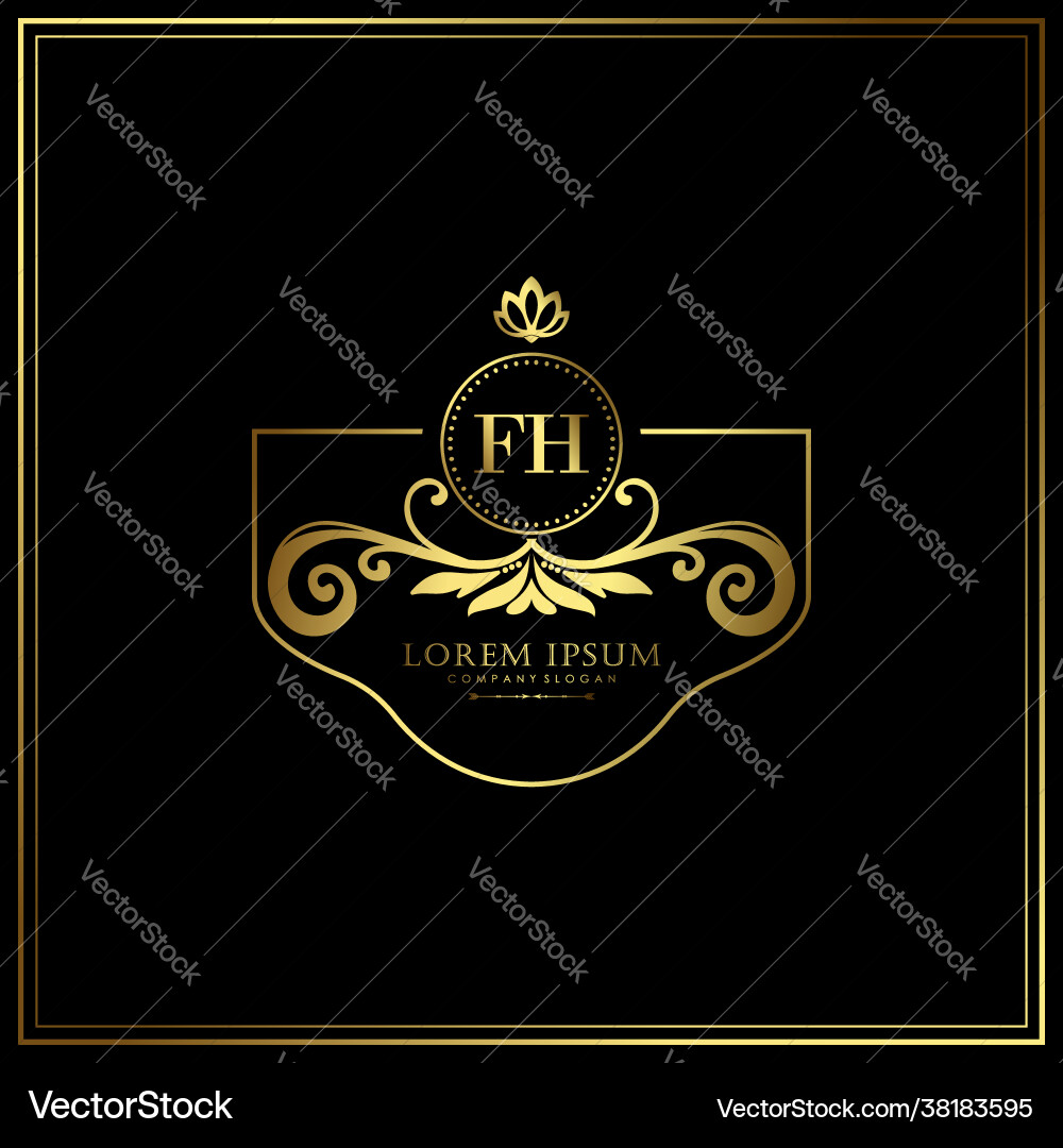 Fh initial letter luxury logo template in art Vector Image