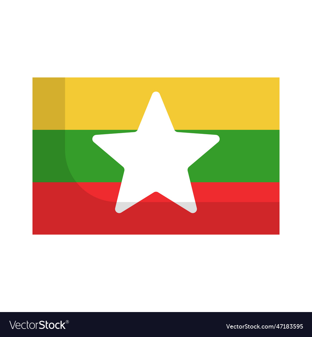 Flat design modern myanmar flag icon Royalty Free Vector