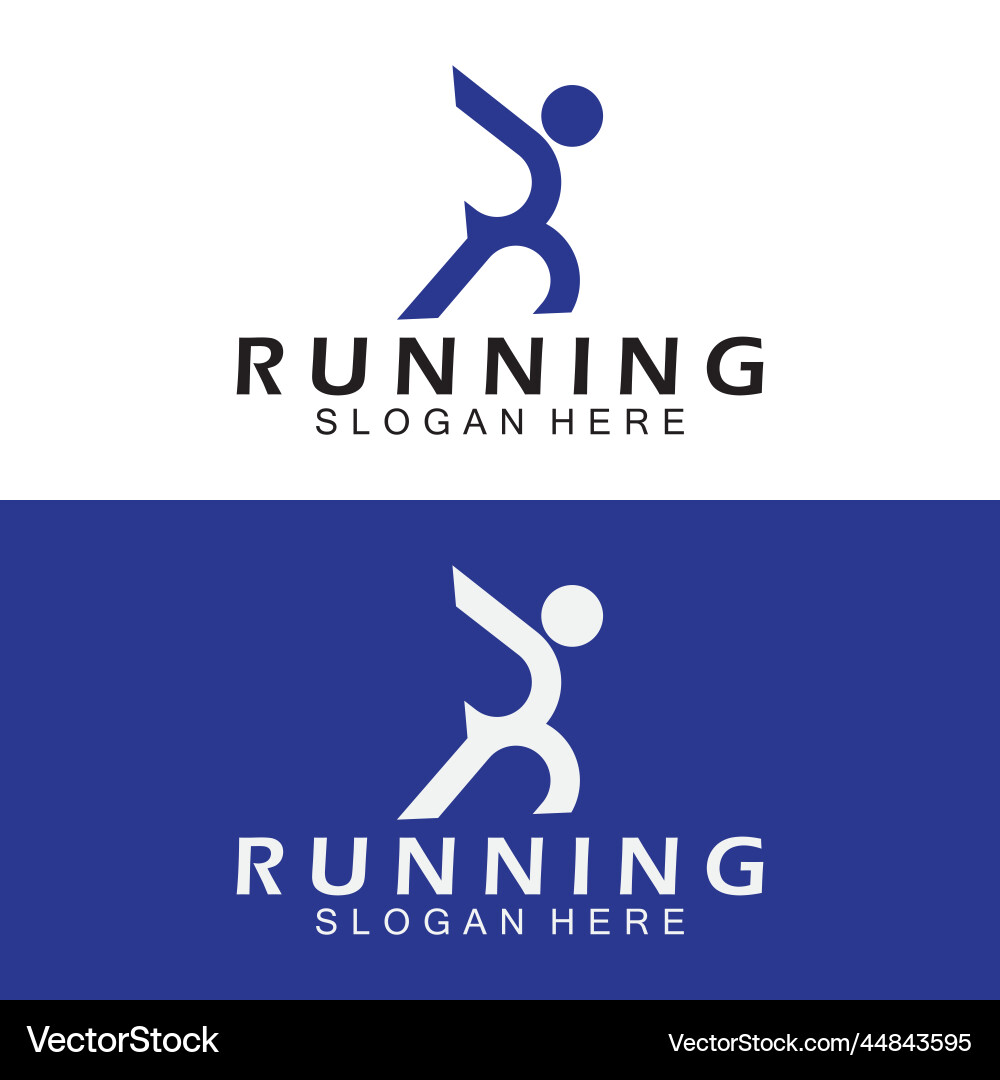 Letter r for running logo design combination Vector Image