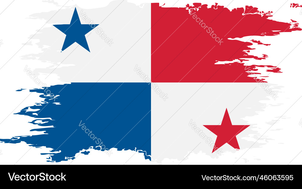 Panama flag grunge brush color image Royalty Free Vector