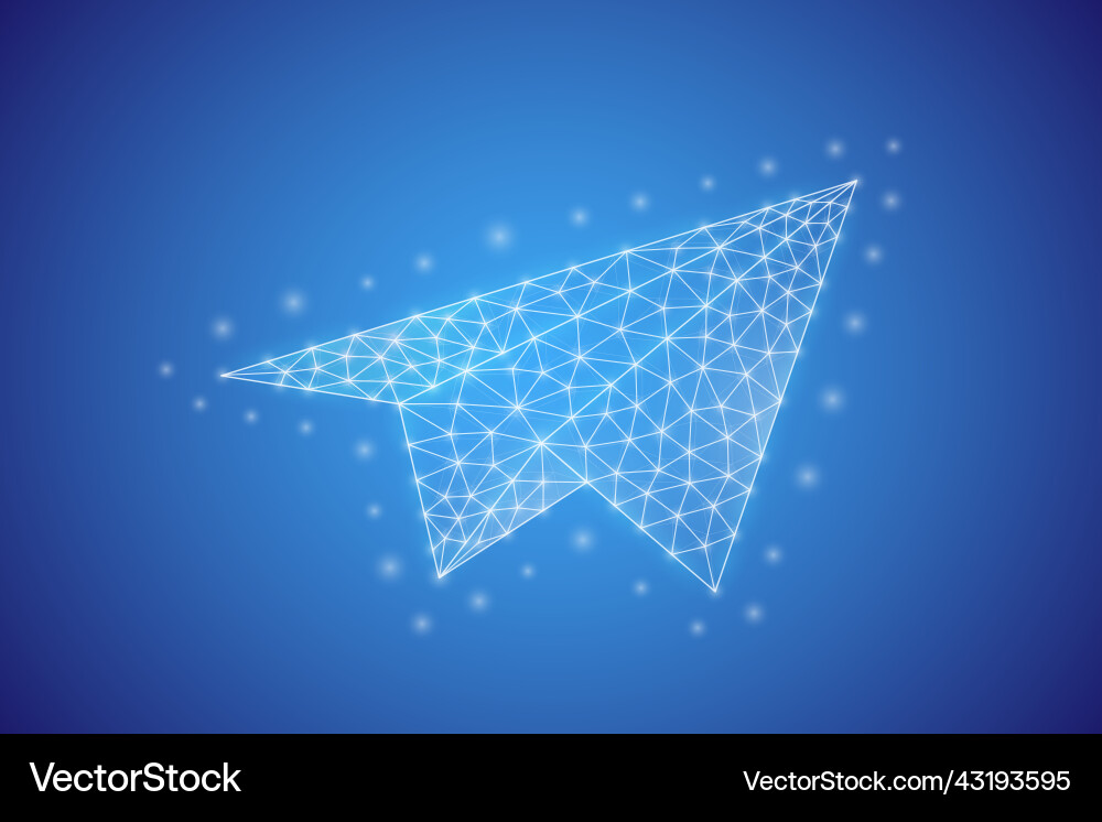 Paper airplane low poly symbol with white Vector Image
