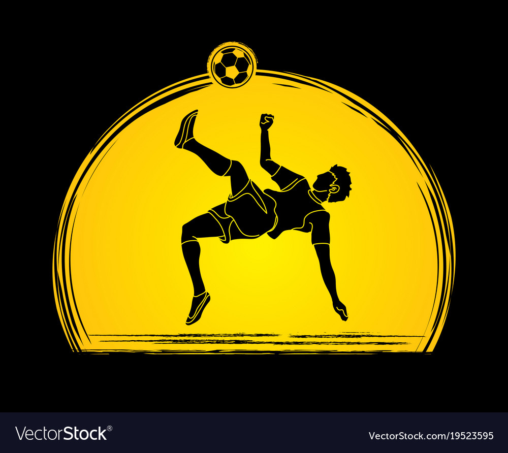 Soccer player somersault kick overhead Royalty Free Vector