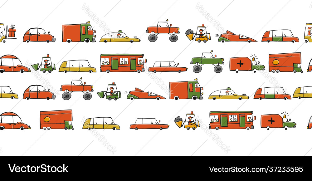 Traffic jam cars on road seamless pattern Vector Image