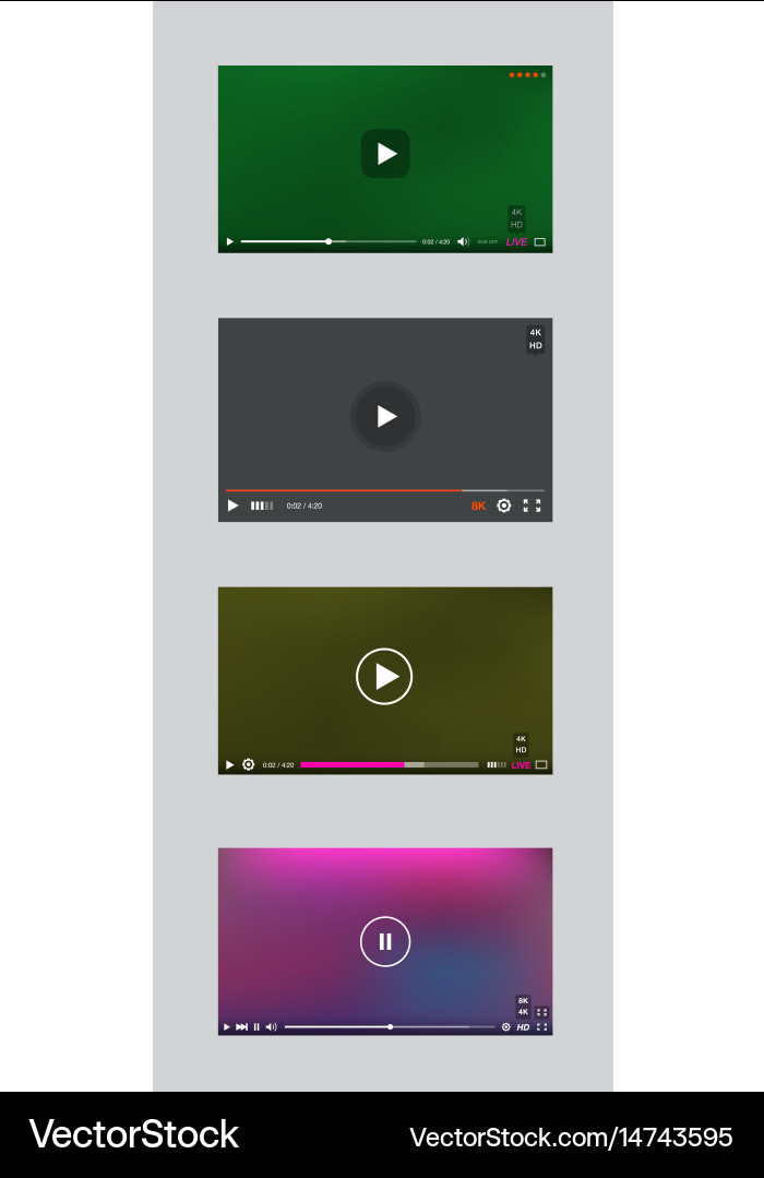 Video player window with menu and buttons panel Vector Image
